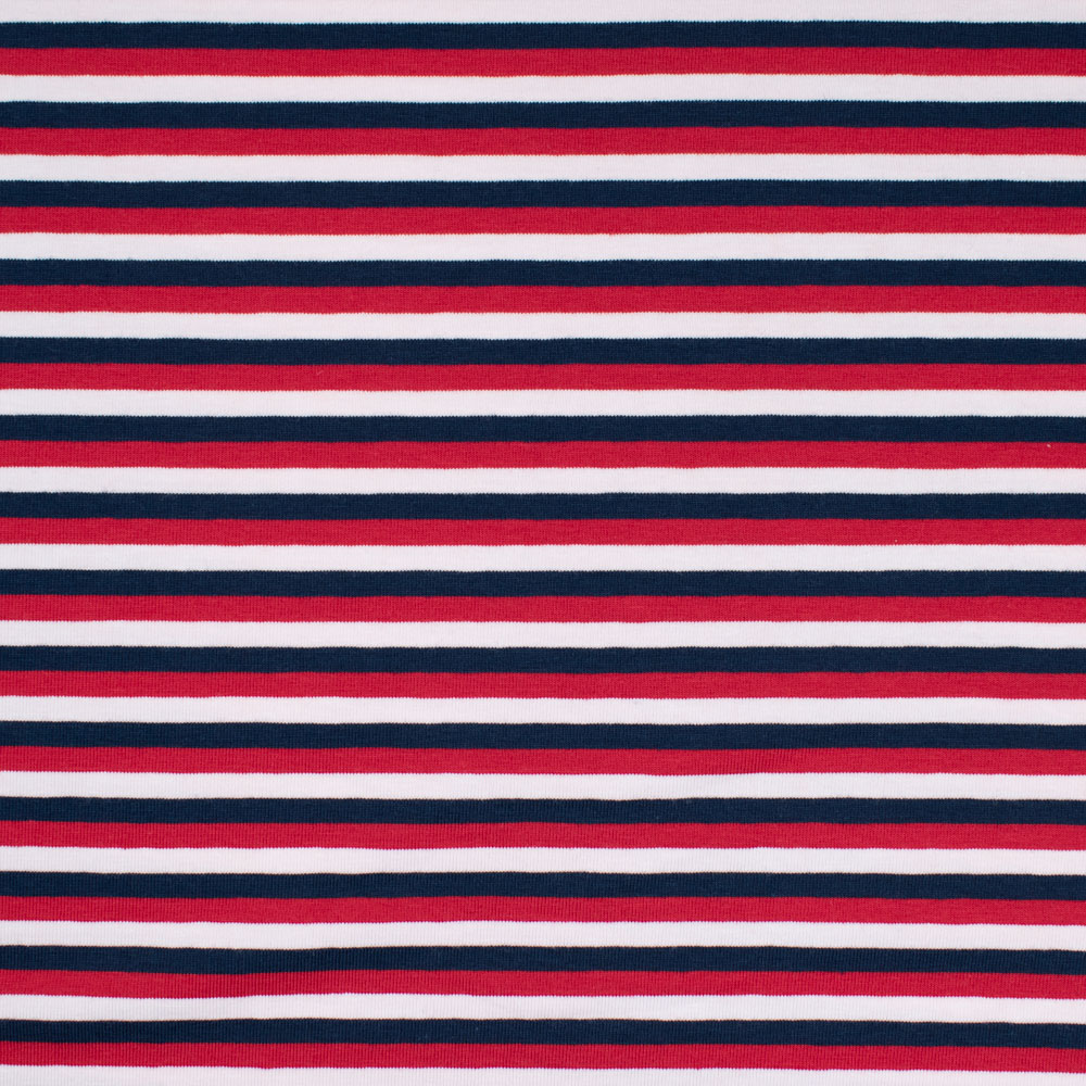 Baumwolljersey Streifen rot blau | Stoffe Werning | Stoffe Werning