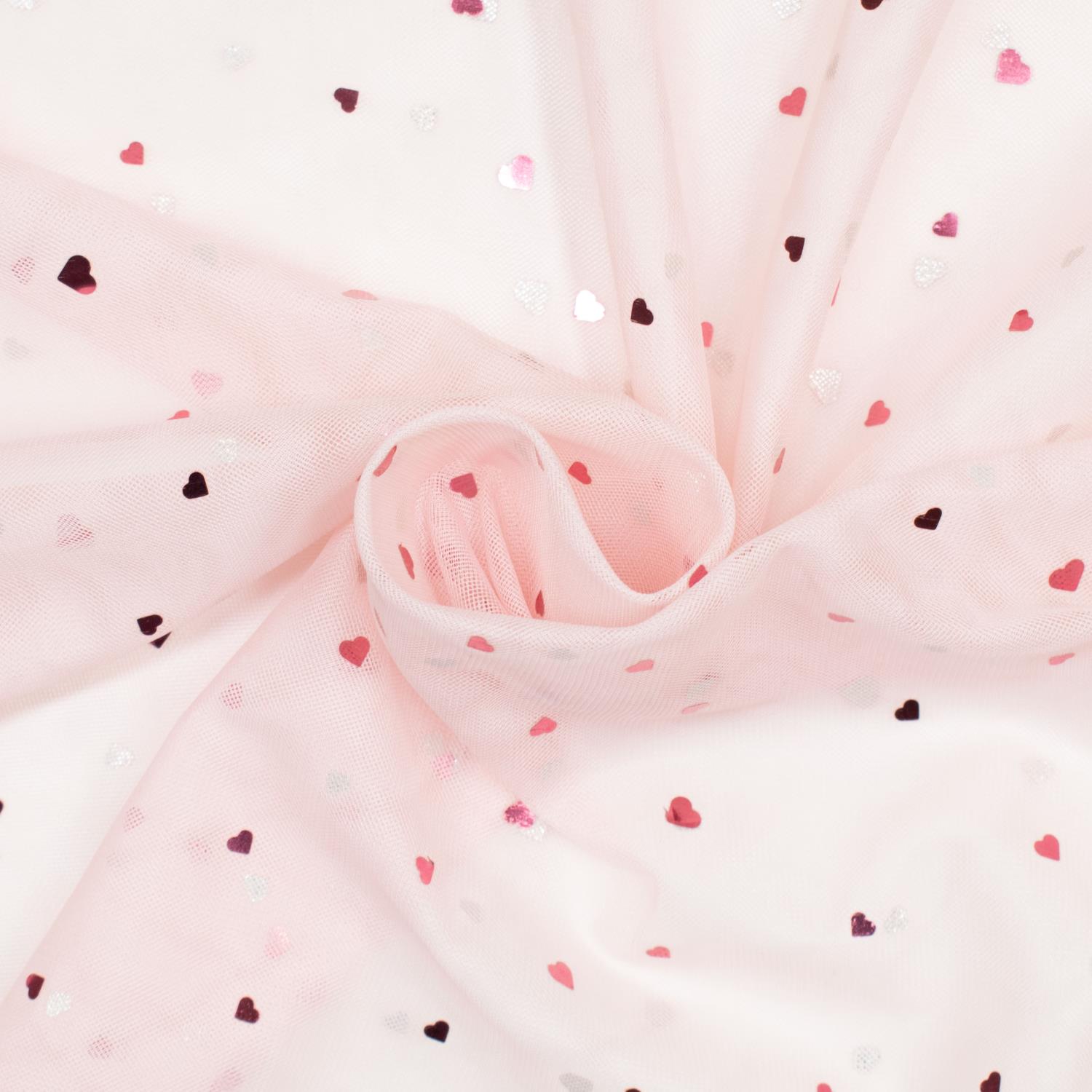 Tüll Herzen rosa | Stoffe Werning | Stoffe Werning