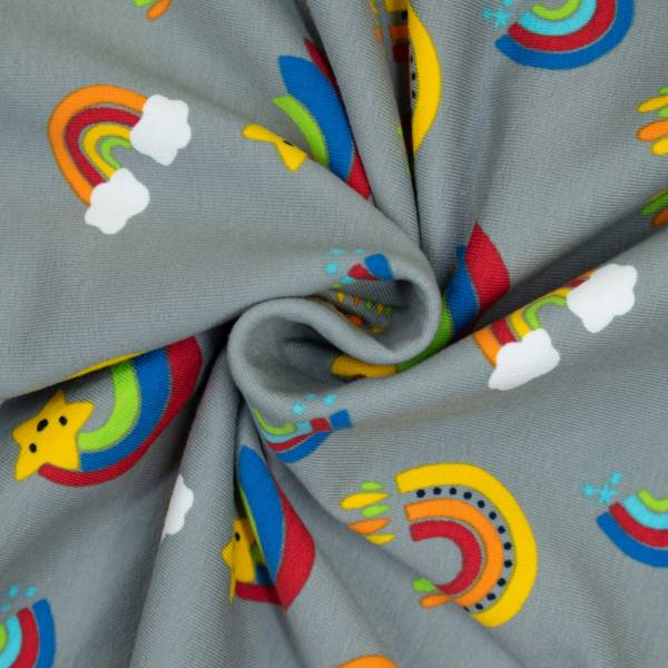 French Terry angeraut farbenfrohe Regenbogen | Stoffe Werning