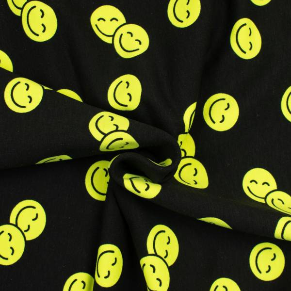 French Terry Smiley schwarz | Stoffe Werning | Stoffe Werning