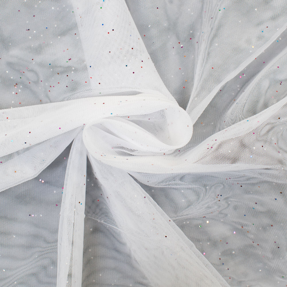 Tüll Glitzer weiß | Stoffe Werning | Stoffe Werning