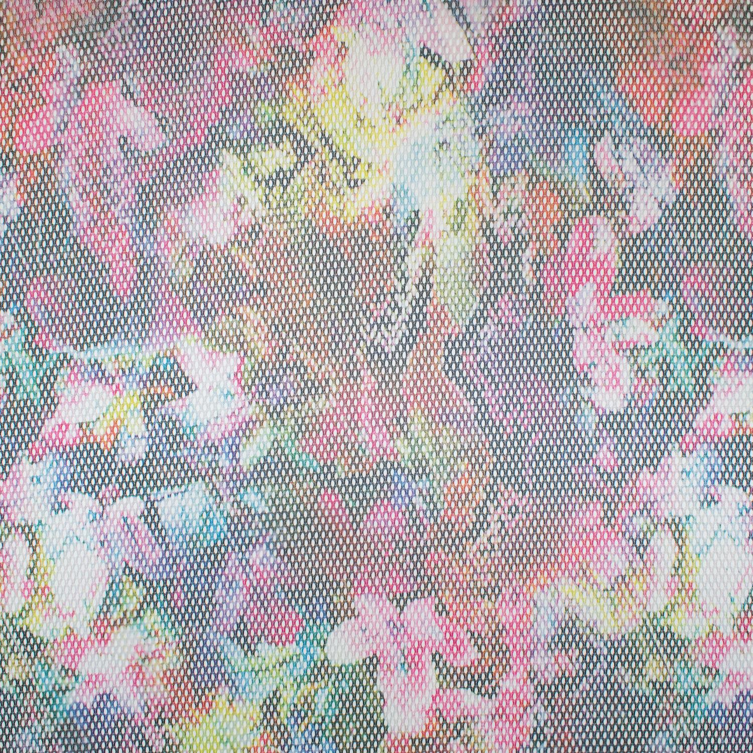 Netzstoff Blumen pink/bunt | Stoffe Werning | Stoffe Werning