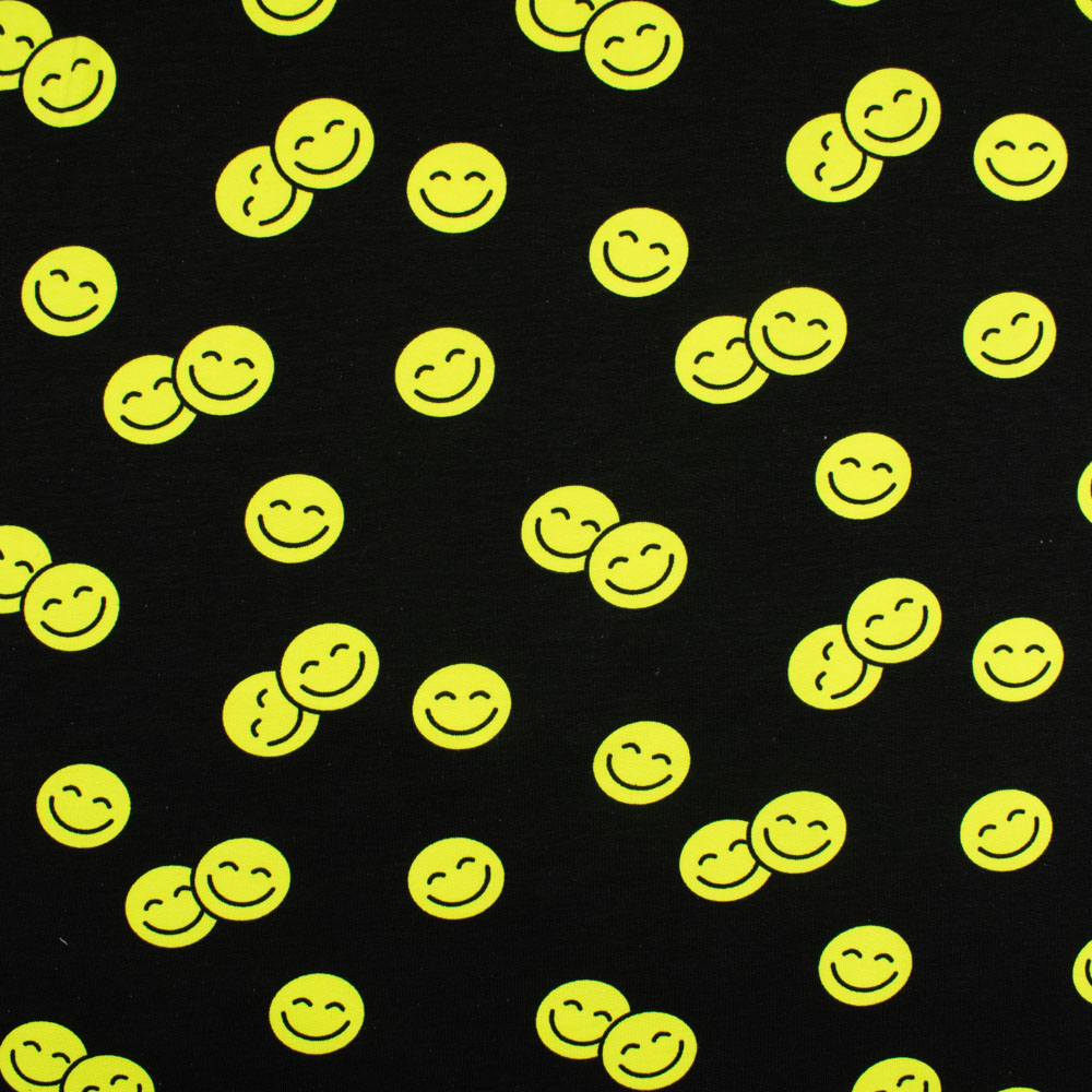 French Terry Smiley schwarz | Stoffe Werning | Stoffe Werning