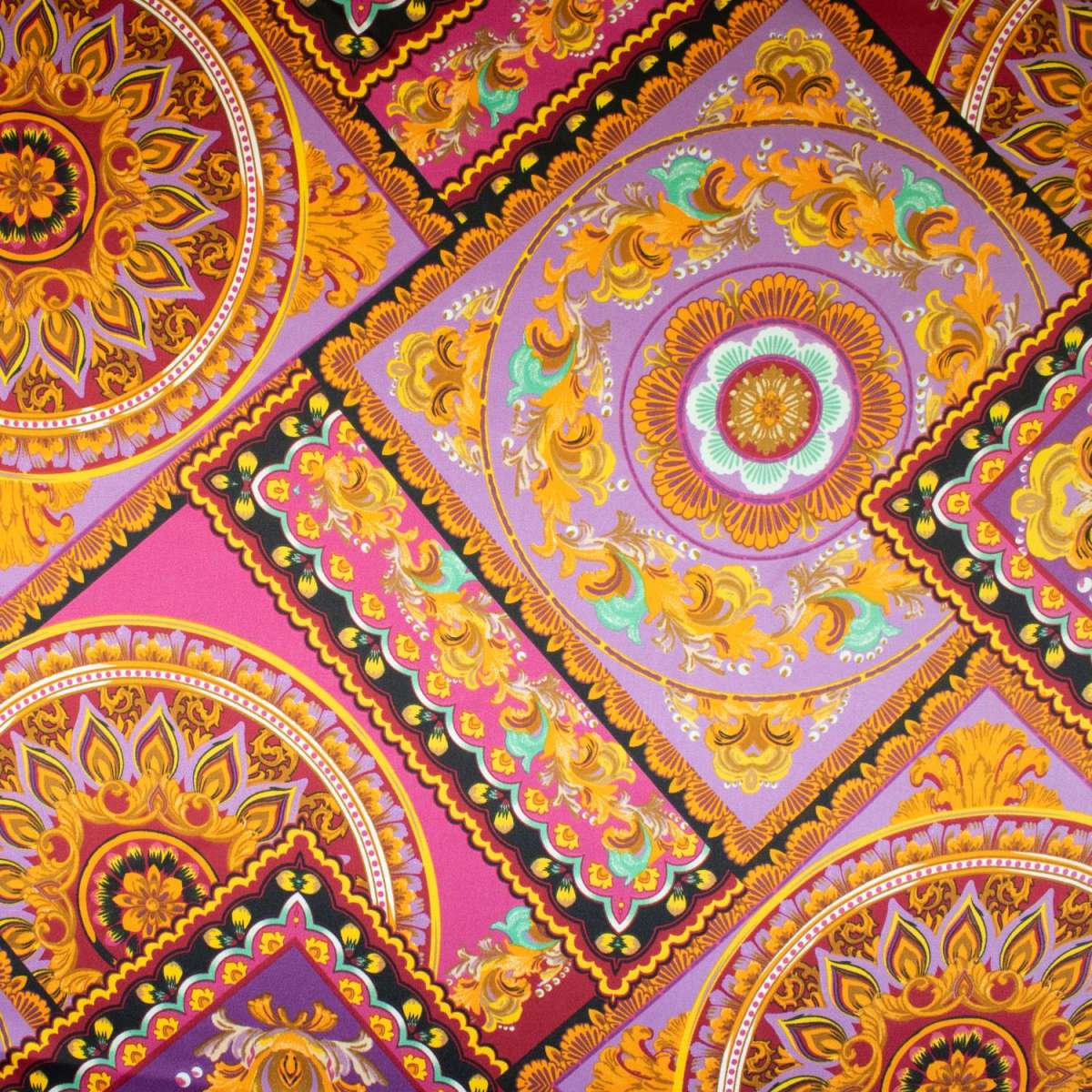 Satin Stoff Mandala flieder| Stoffe Werning