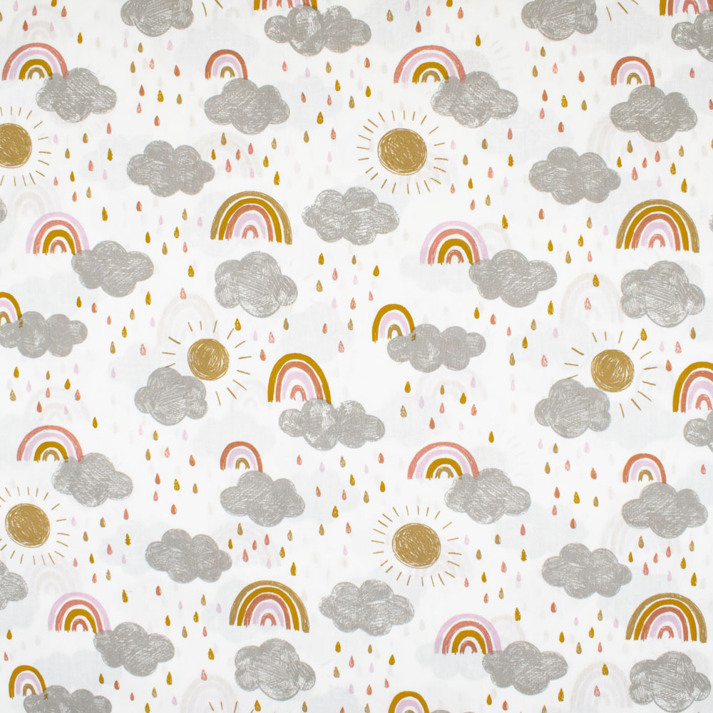 Baumwollstoff Popeline Regenwolken rosa/weiß | Stoffe Werning | Stoffe ...