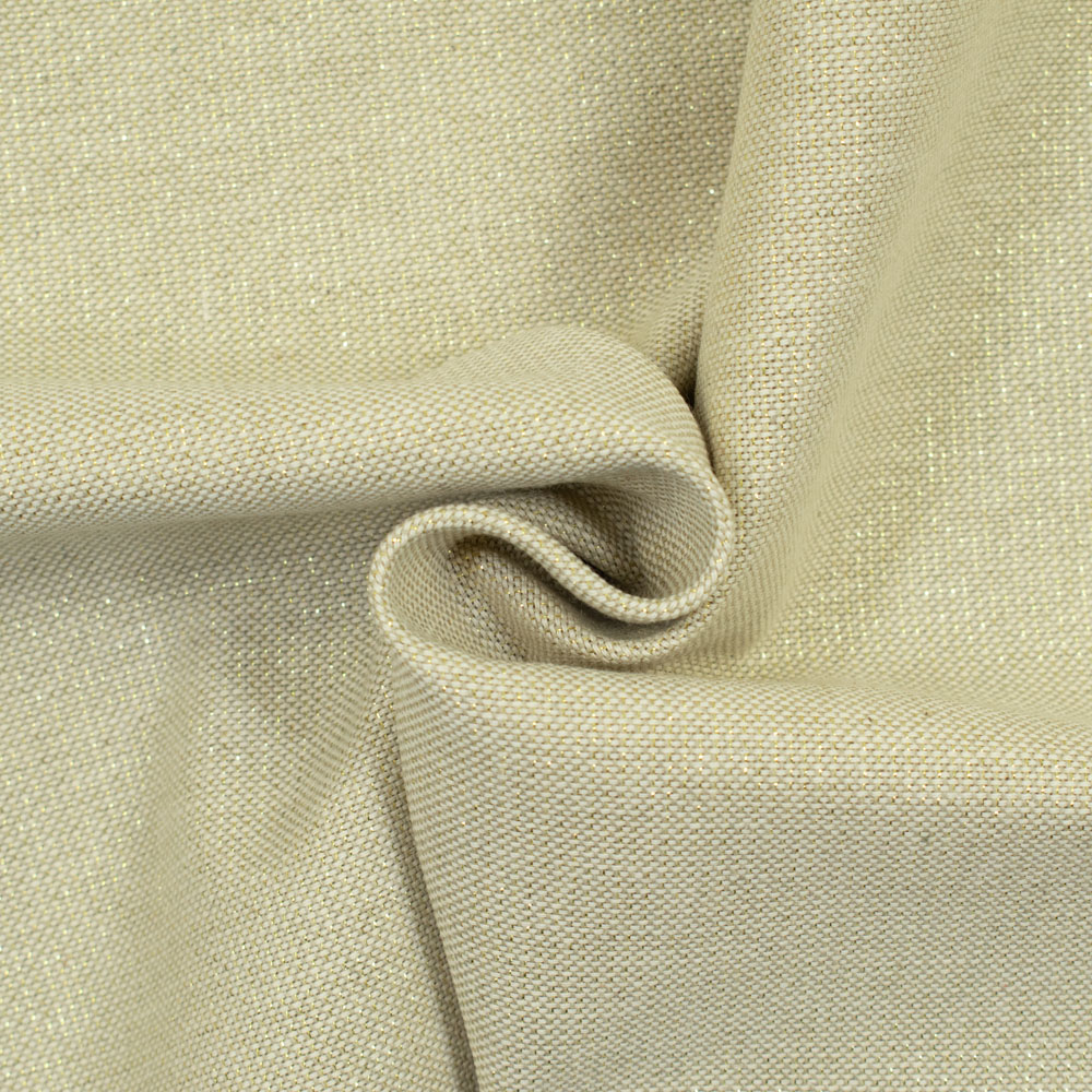 Dekostoff uni beige mit Lurexfäden gold | Stoffe Werning | Stoffe Werning