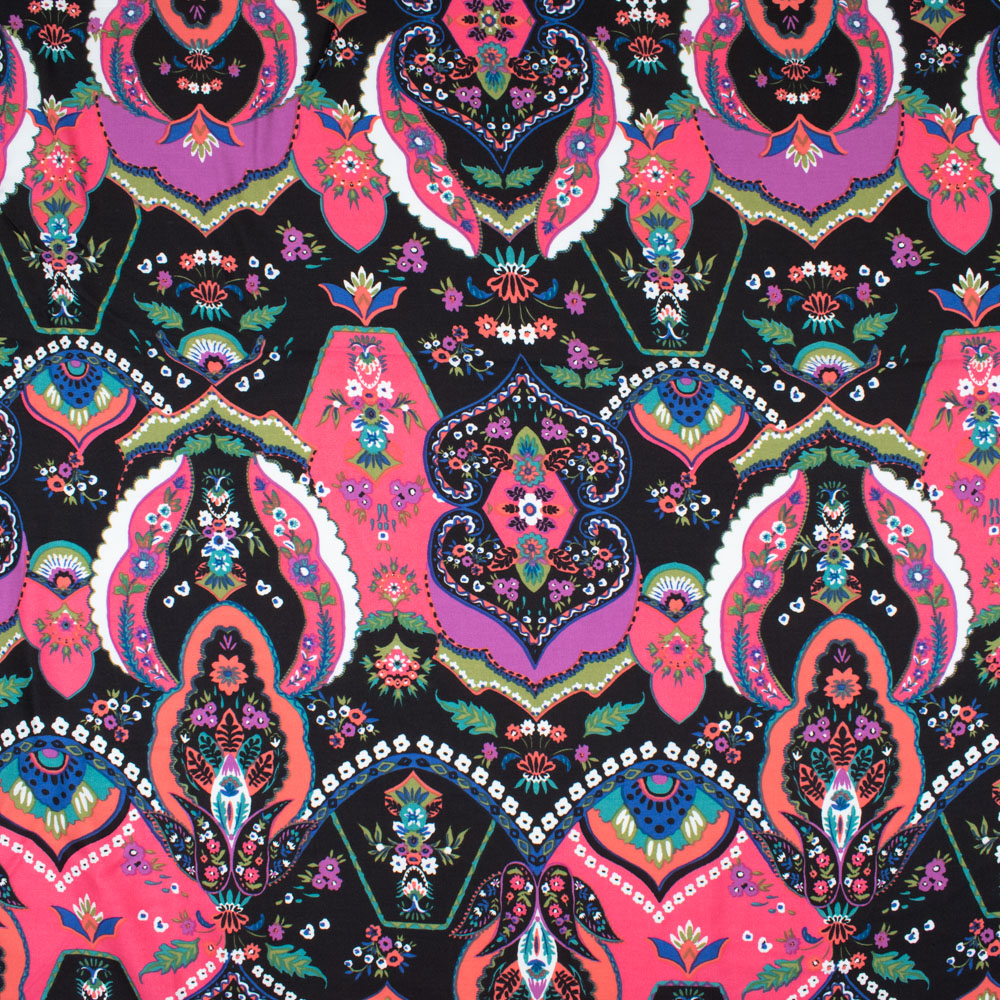 Viskosestoff Satin Paisley bunt | Stoffe Werning | Stoffe Werning