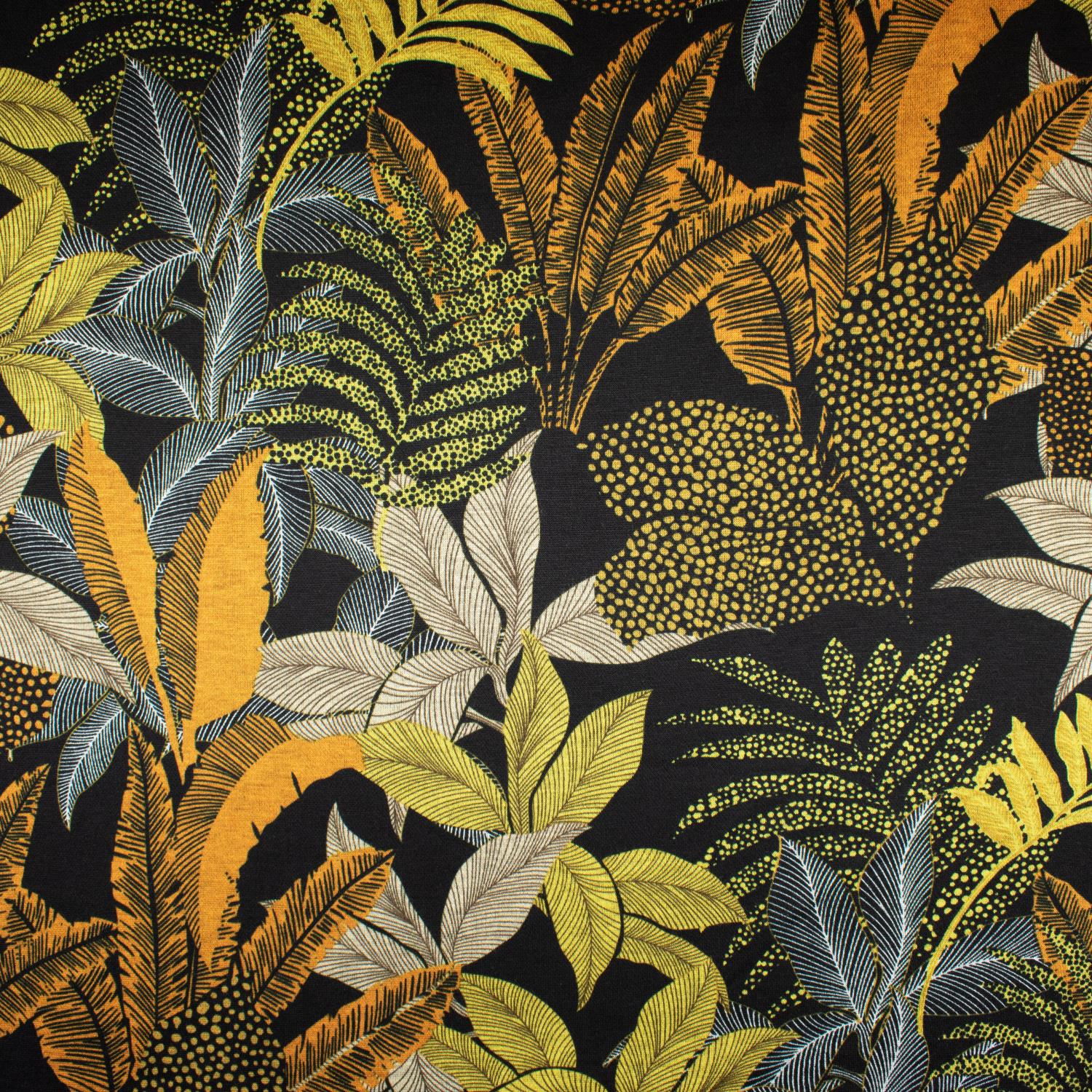 Romanit Jersey Punty Blätterwald gelb | Stoffe Werning