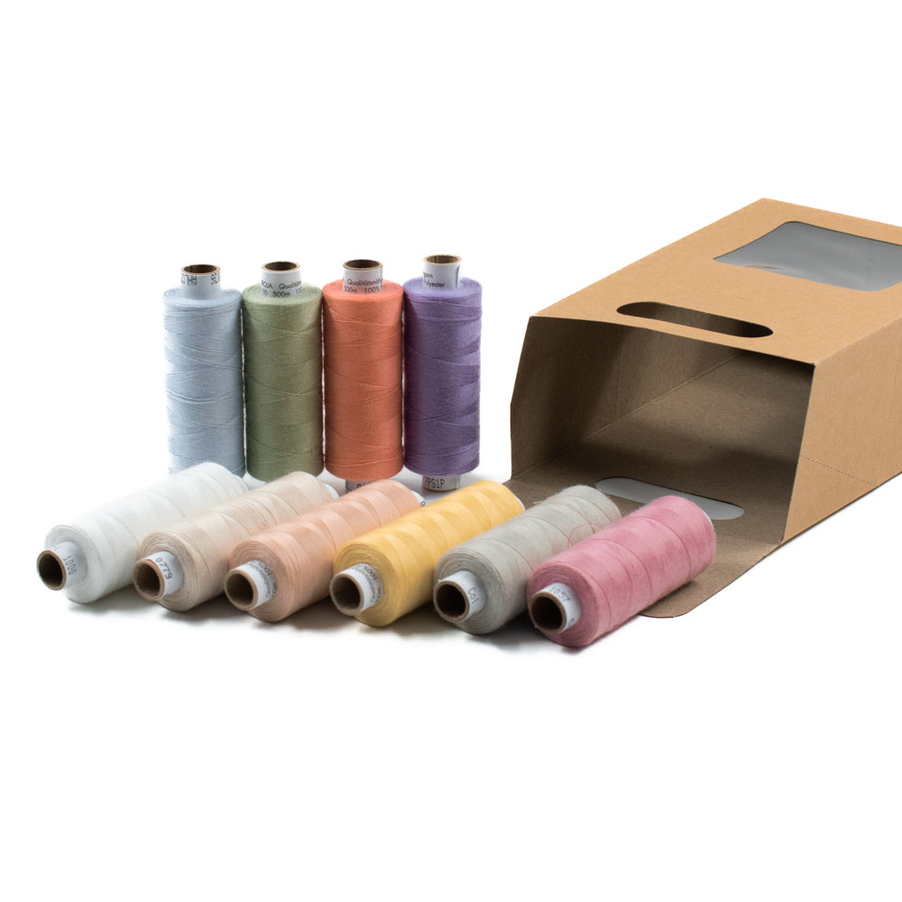 Nähgarn-Set Pastellfarben - 10 Rollen je 500m | online bei Stoffe ...