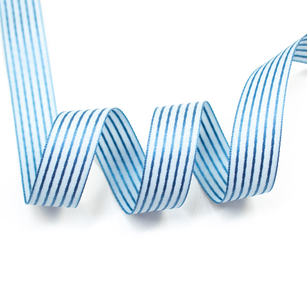 Webband Streifen hellblau / blau | Stoffe Werning