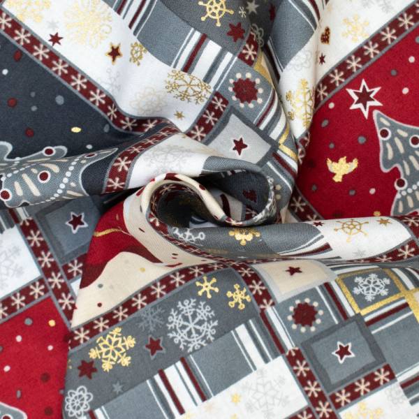 Baumwollstoff Weihnachten Patchwork Optik natur l Stoffe Werning