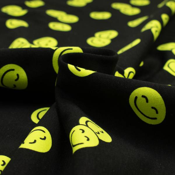 French Terry Smiley schwarz | Stoffe Werning | Stoffe Werning