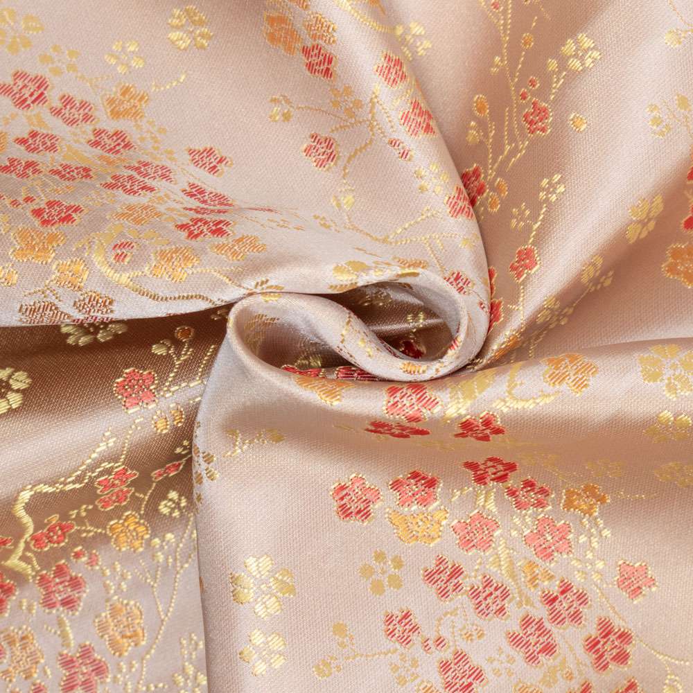 Brokat Blüten beige | Stoffe Werning | Stoffe Werning