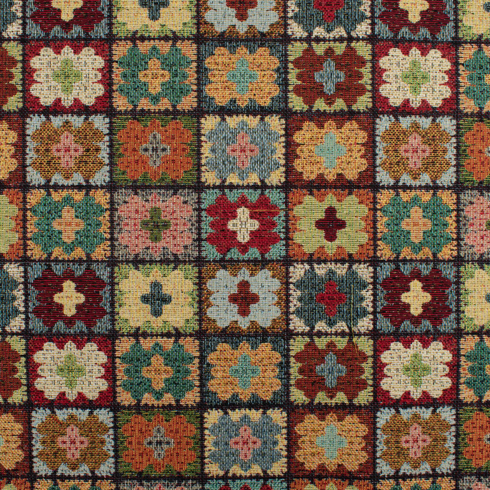 Gobelin Blumen Patchworkoptik bunt | Stoffe Werning | Stoffe Werning