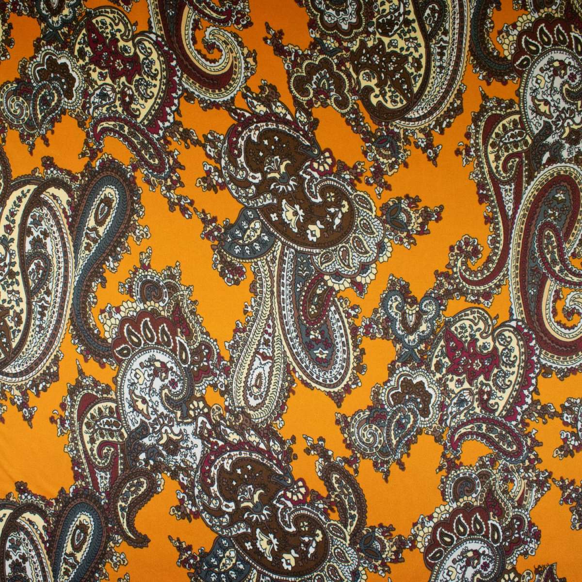 Satin Stoff Paisely orange| Stoffe Werning